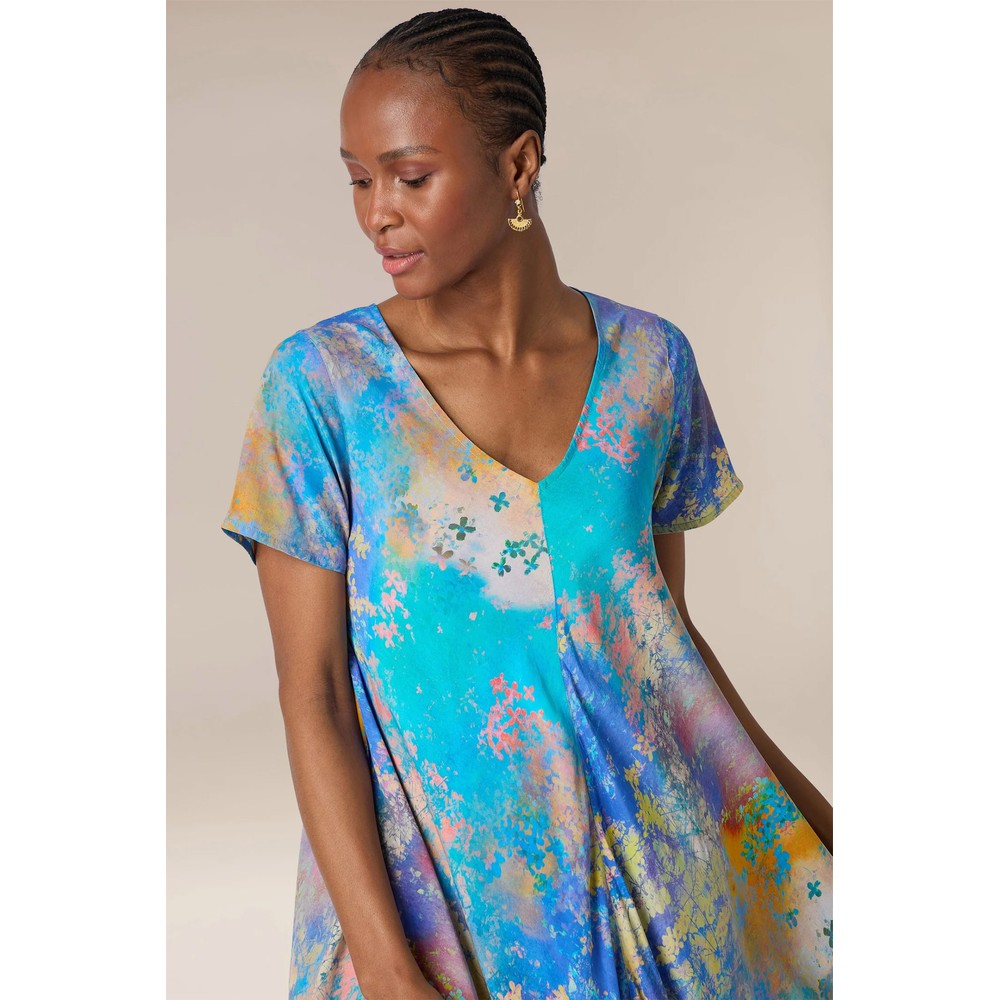 Sahara Summer Dreamscape Printed Viscose Dress in Multi