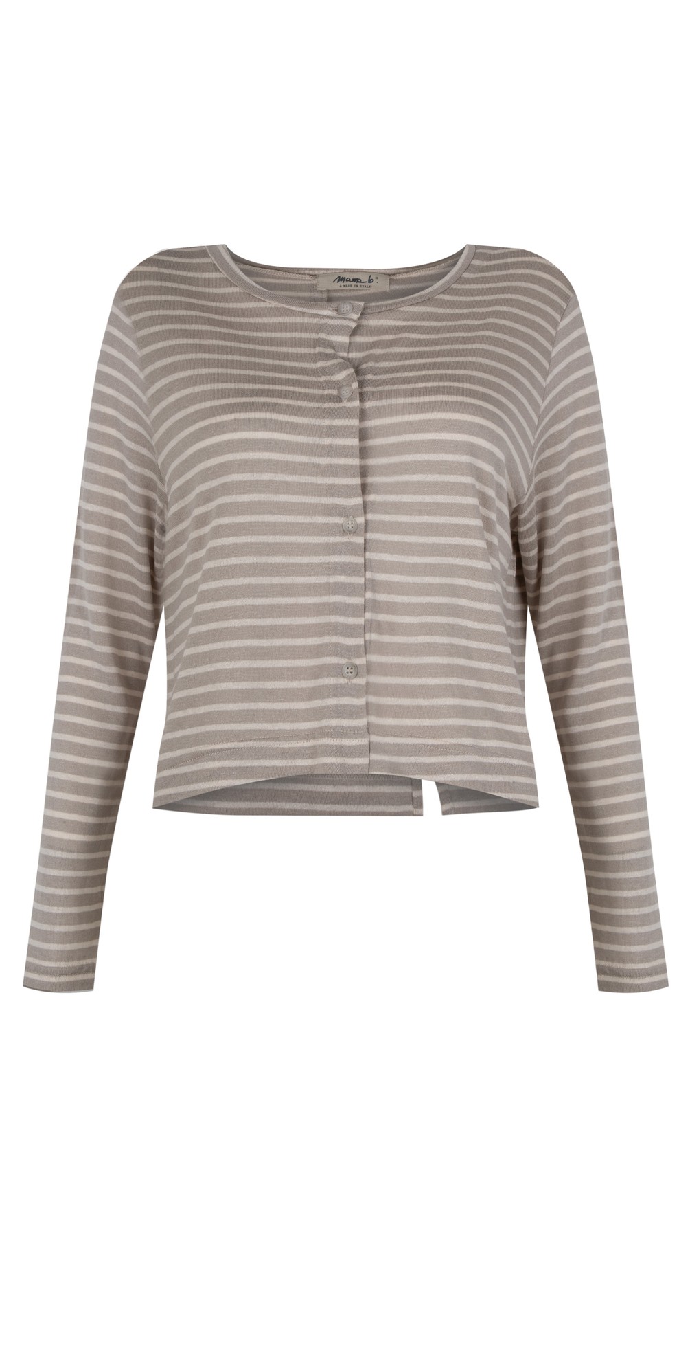 Mama B Cielo Argento Lightweight Linen Stripe Cardigan in Argento