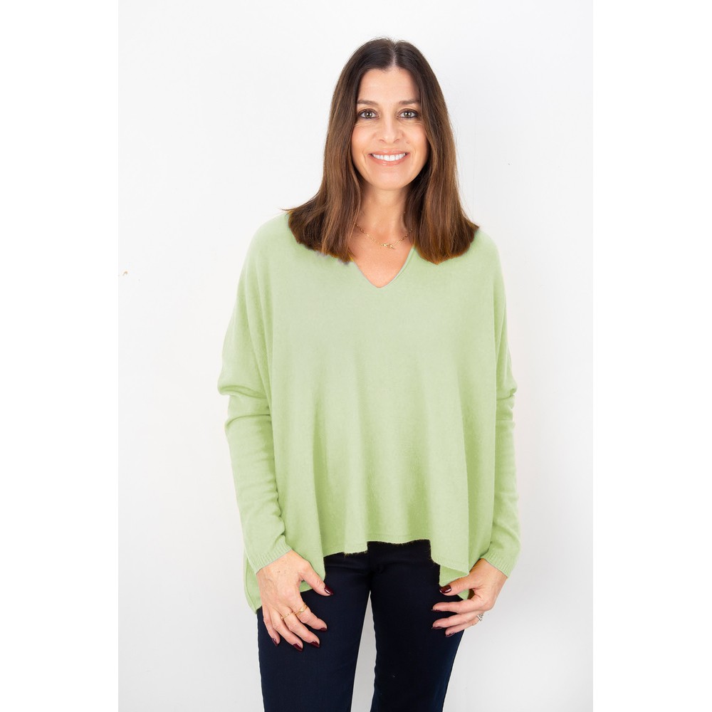 Amazing Woman Mika Leek Boxy Fine Knit Jumper in Leek