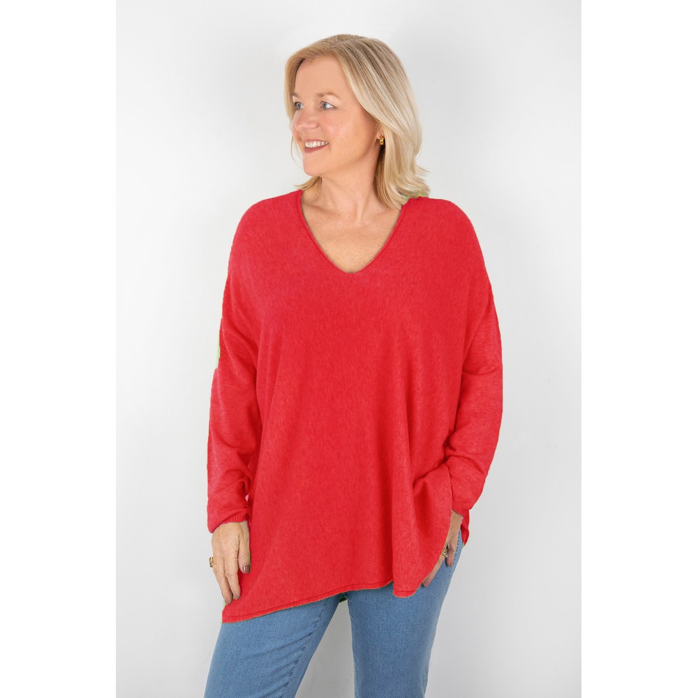 Amazing Woman Mika X Coral Fine Knit Oversized Jumper in Coral