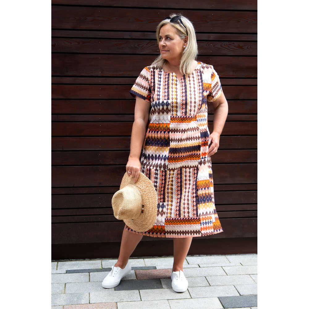 Adini Patchwork Print Brianna Dress in Multi