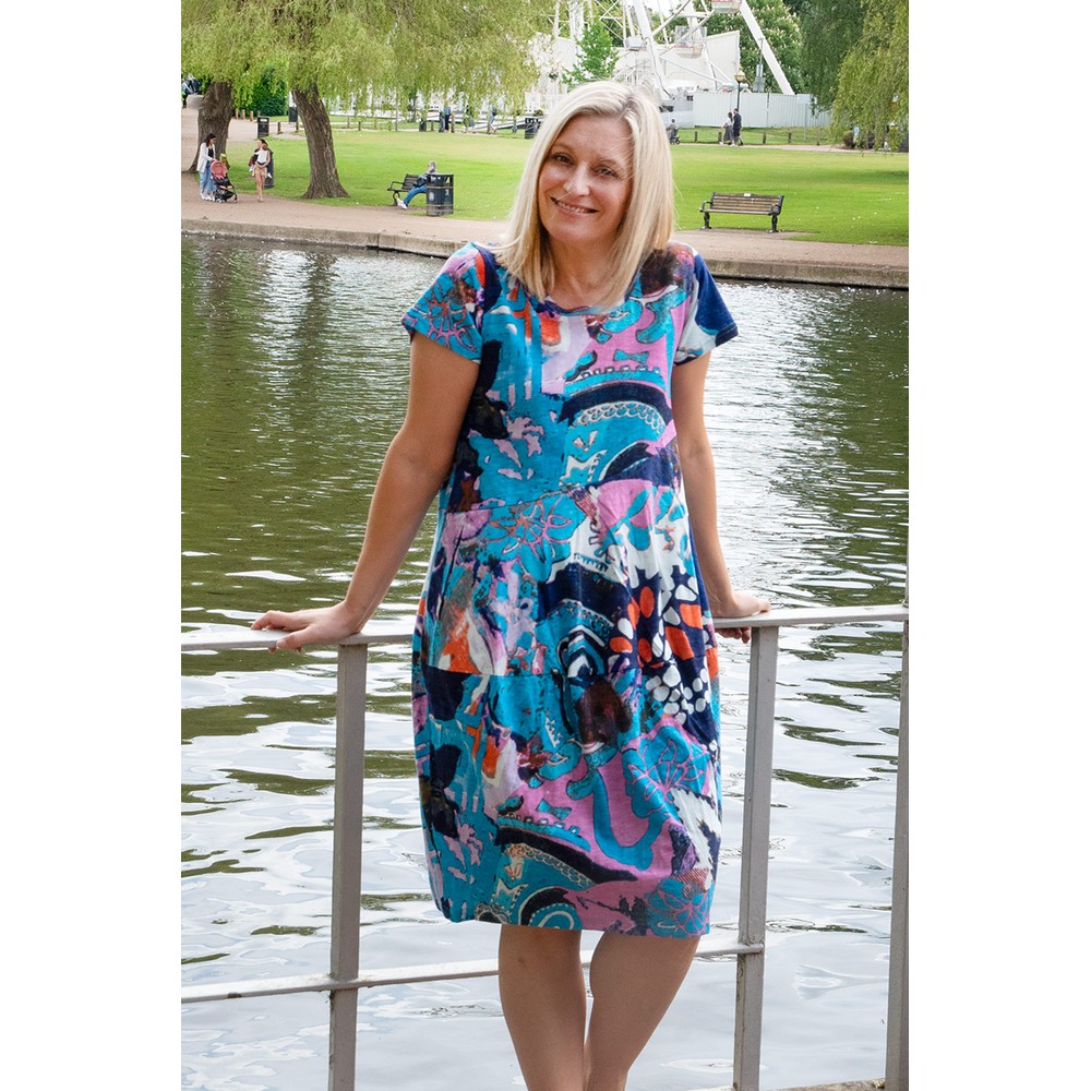 Orientique Certified Organic Orient Blue Bubble Dress in Orient Blue