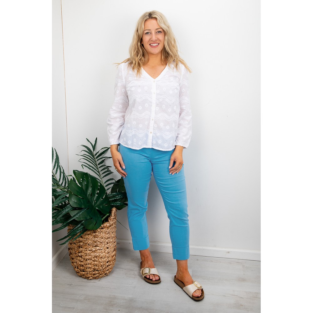 Robell Bella 09 Blue 601 Ankle Length 7/8 Cuff Trouser in Blue 601