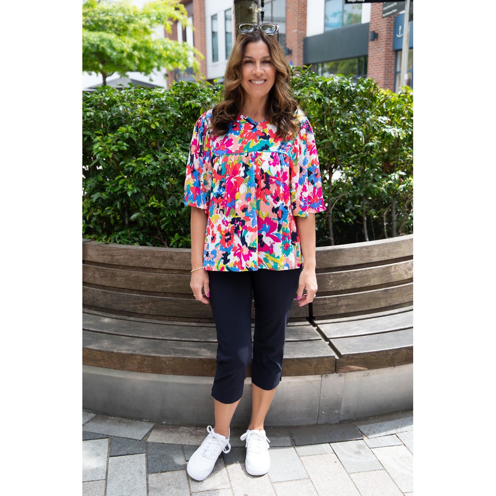 Robell Marie 07 Navy Cropped Trouser in Navy 69