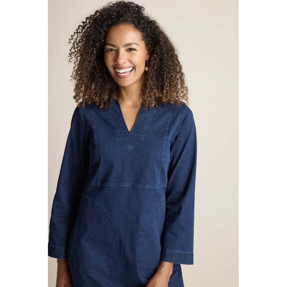 Sahara Stretch Denim Pocket Dress in Denim