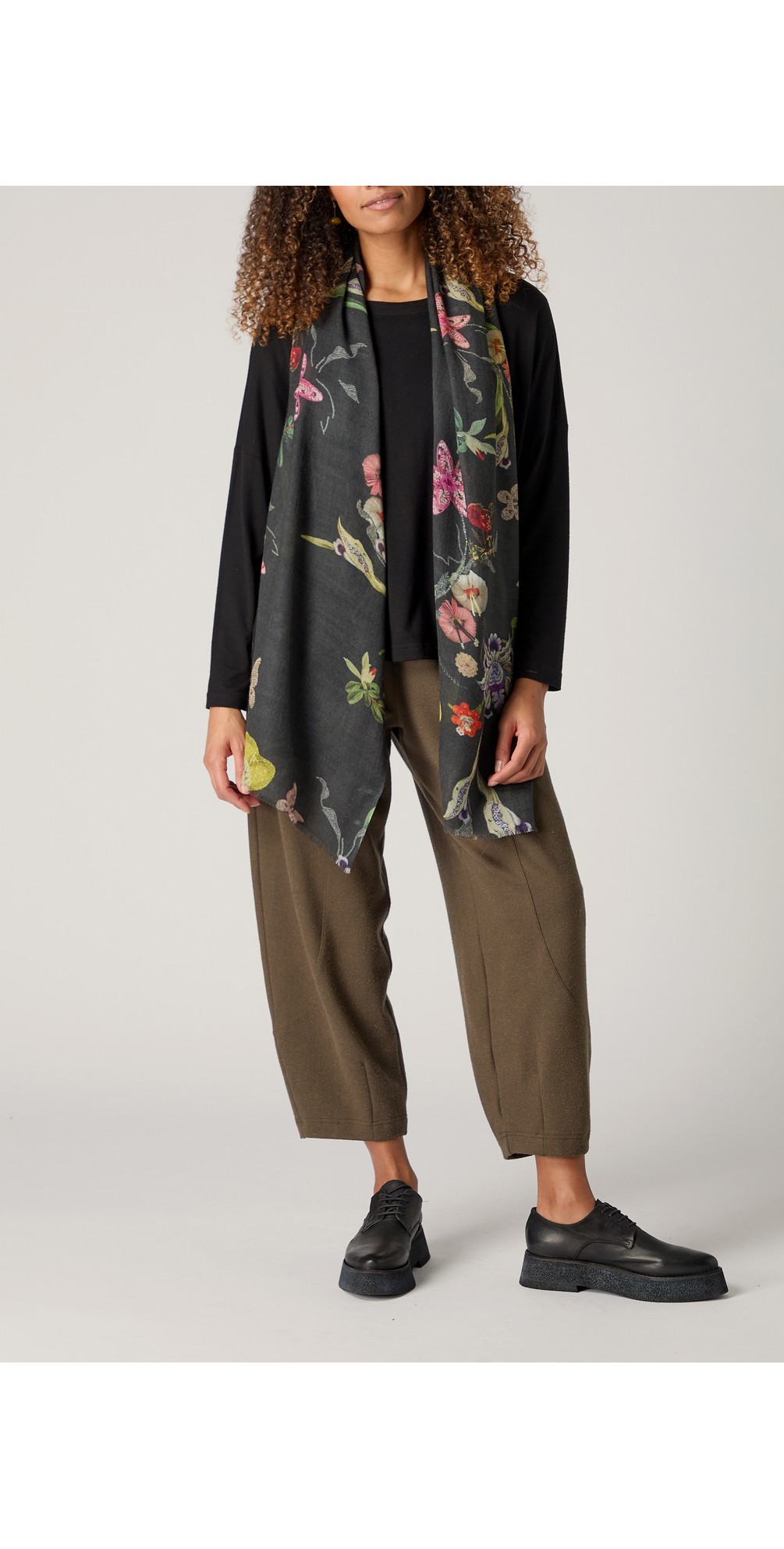 Sahara Vintage Floral Wool Scarf in EVF Multi