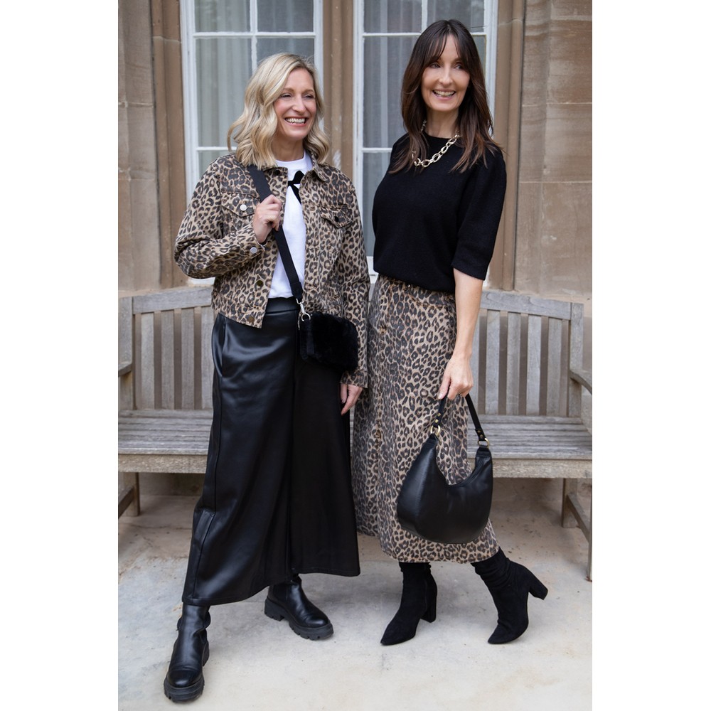 Marta Du Chateau Adna Fitted Boxy Leopard Print Jacket in Leopard