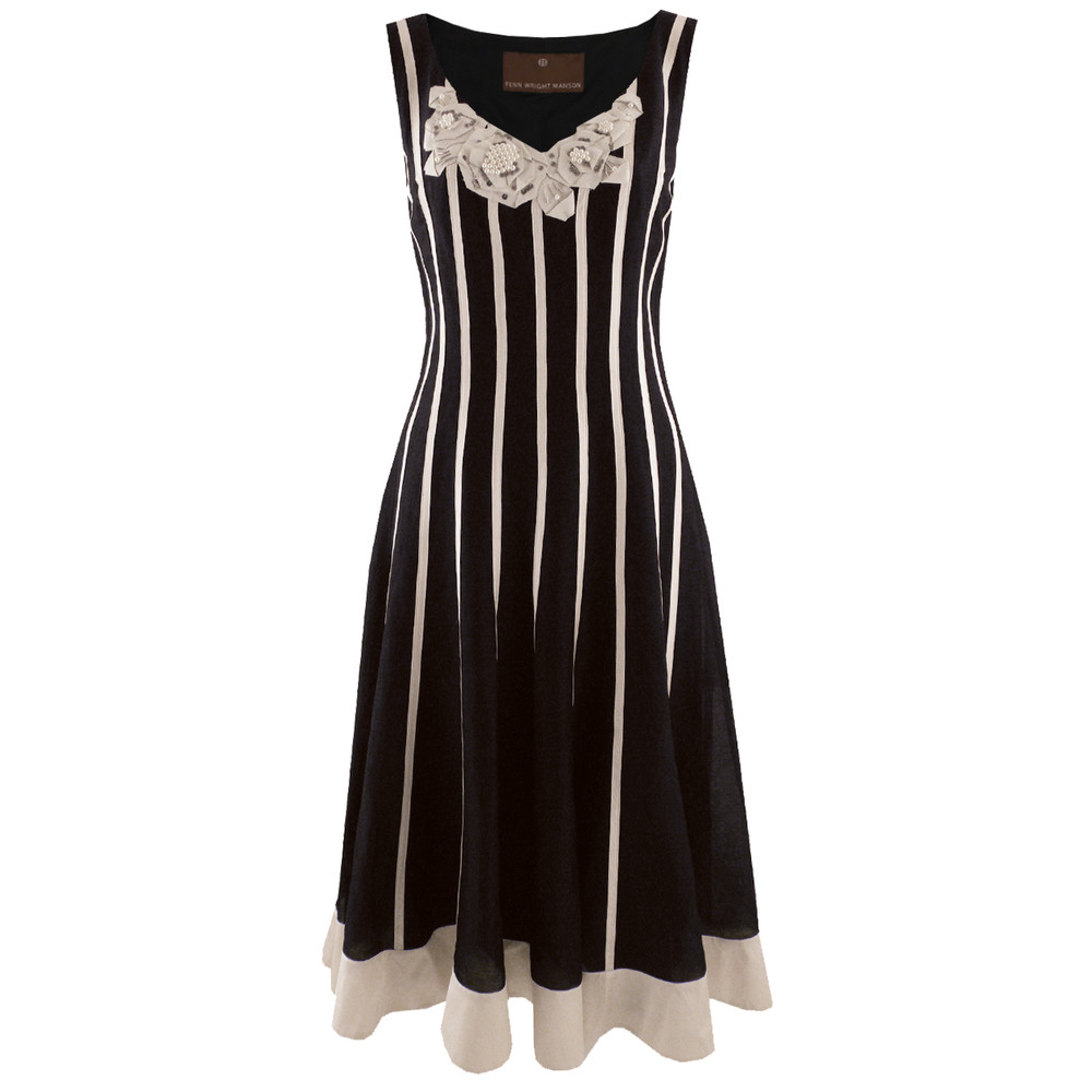 Fenn Wright Manson Silk Linen Ribbon Dress in Black