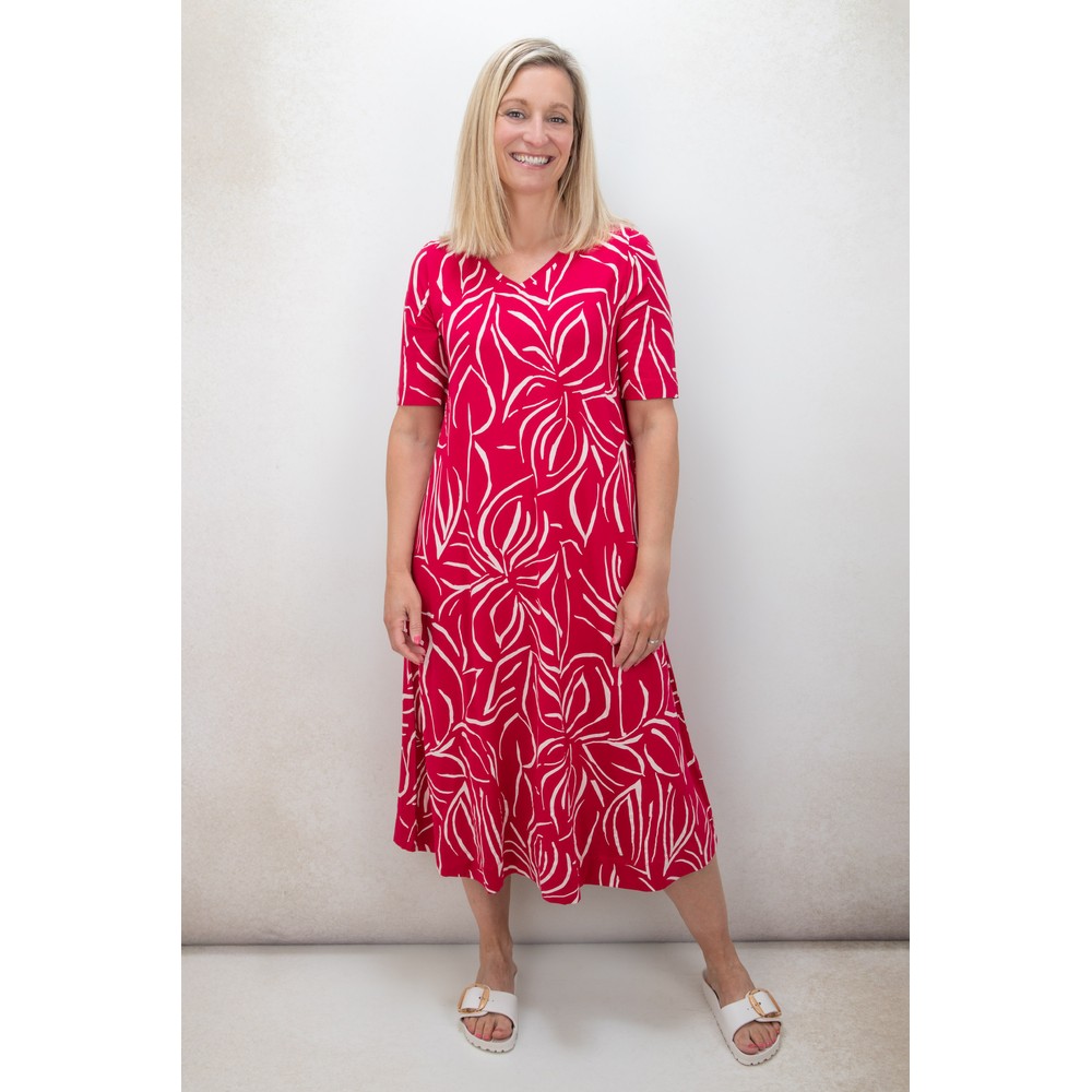 Masai Clothing MaNyree Jersey Print Dress in Persian red