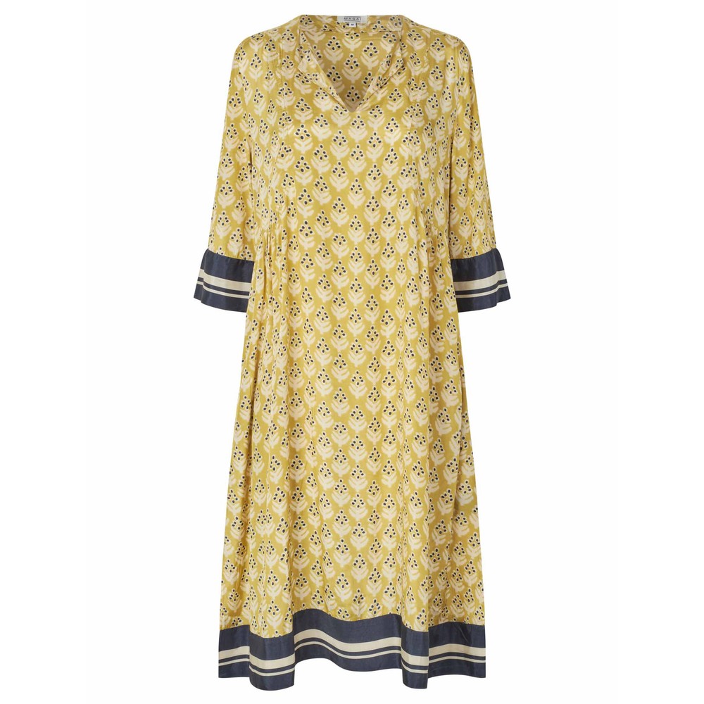 Masai Clothing MaNorberta Burnish Gold Print Dress in Burnish Gold