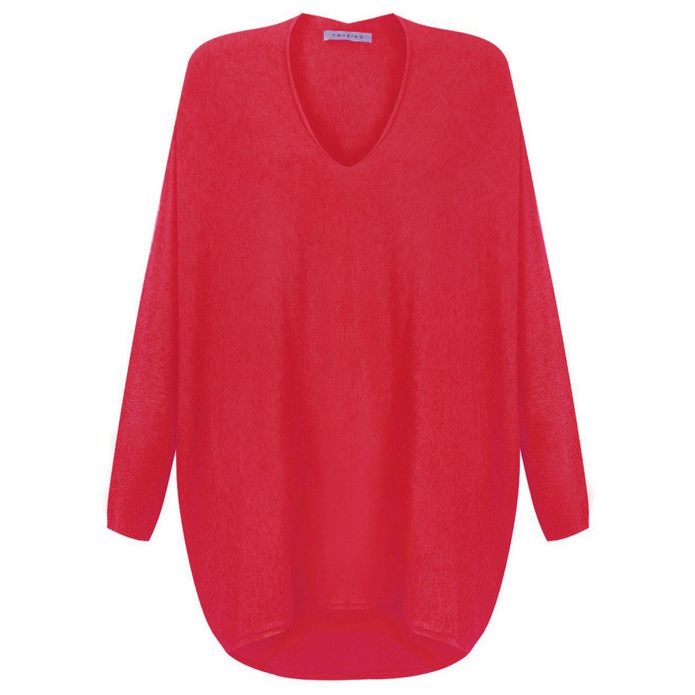 Amazing Woman Mika X Coral Fine Knit Oversized Jumper in Coral