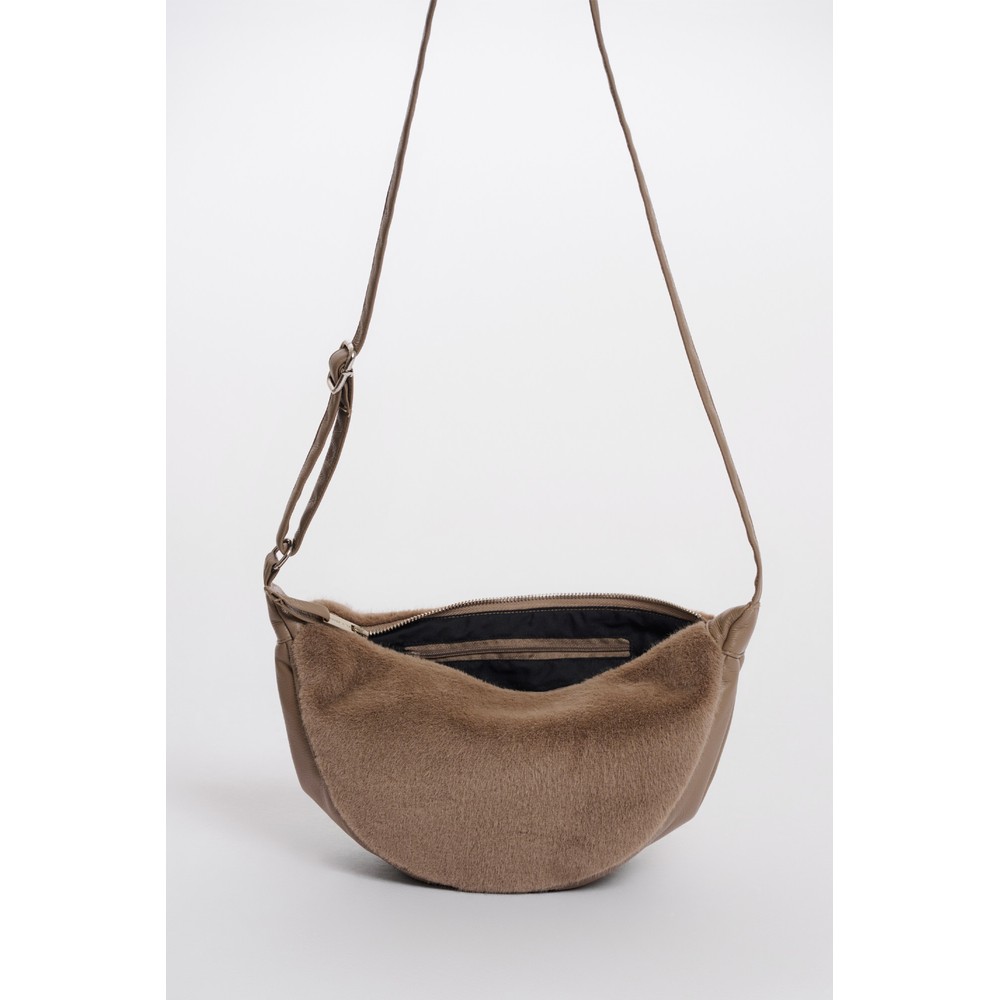 RINO AND PELLE Dalina Toffee Round Mini Crossbody Bag in Toffee