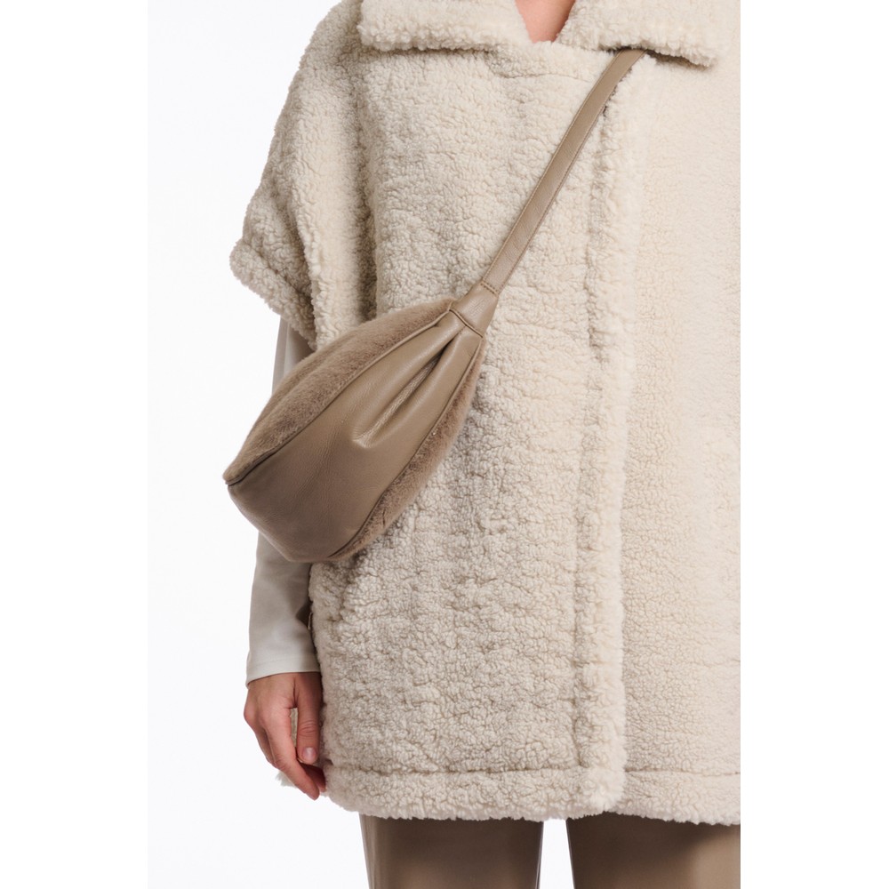 RINO AND PELLE Dalina Toffee Round Mini Crossbody Bag in Toffee