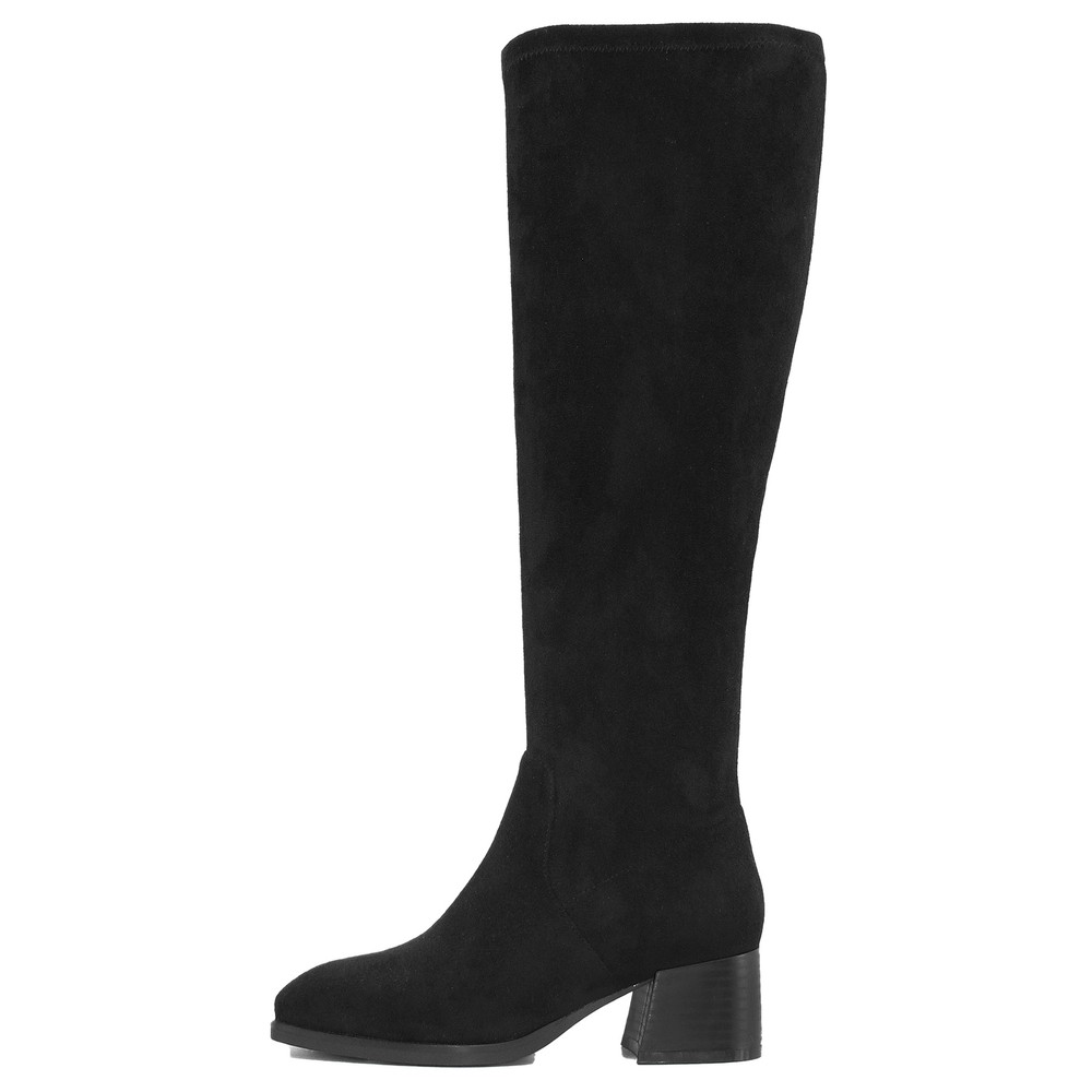 ELLA Madeleine Black Knee High Stretch Boot in Black