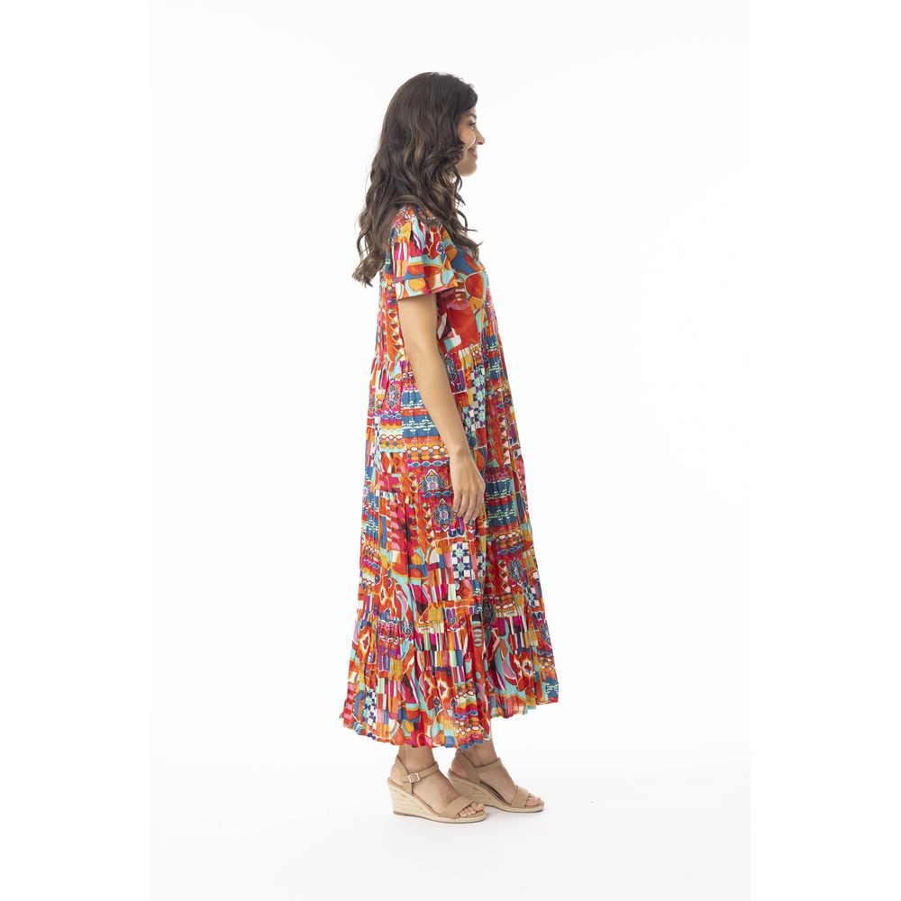 Orientique Peru Print Midi Layers Dress in Peru