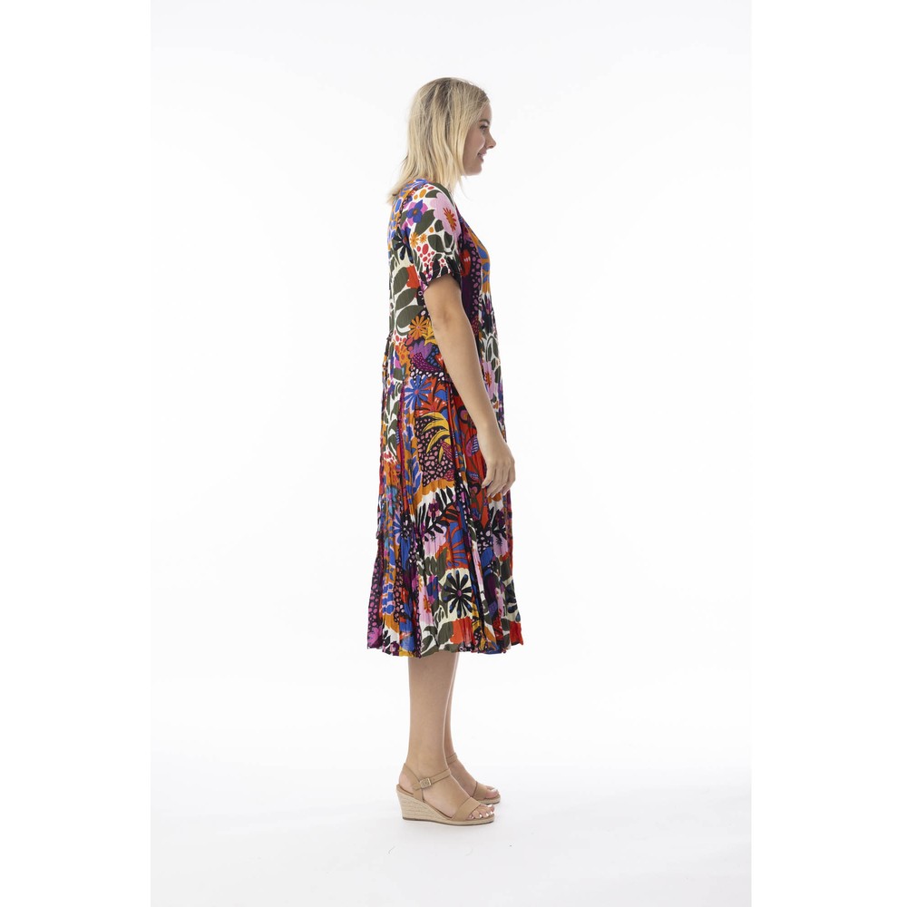 Orientique Salvador Print Godet Dress in Salvador