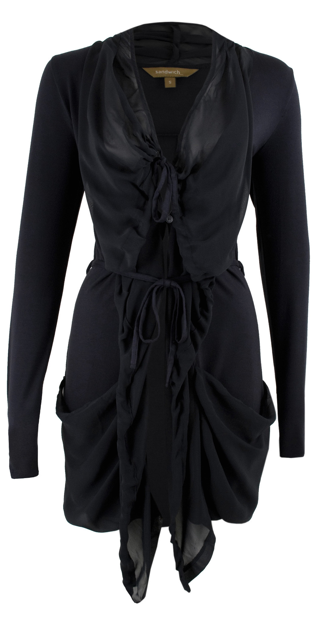Sandwich Clothing Ray Spandex Cardigan in Black