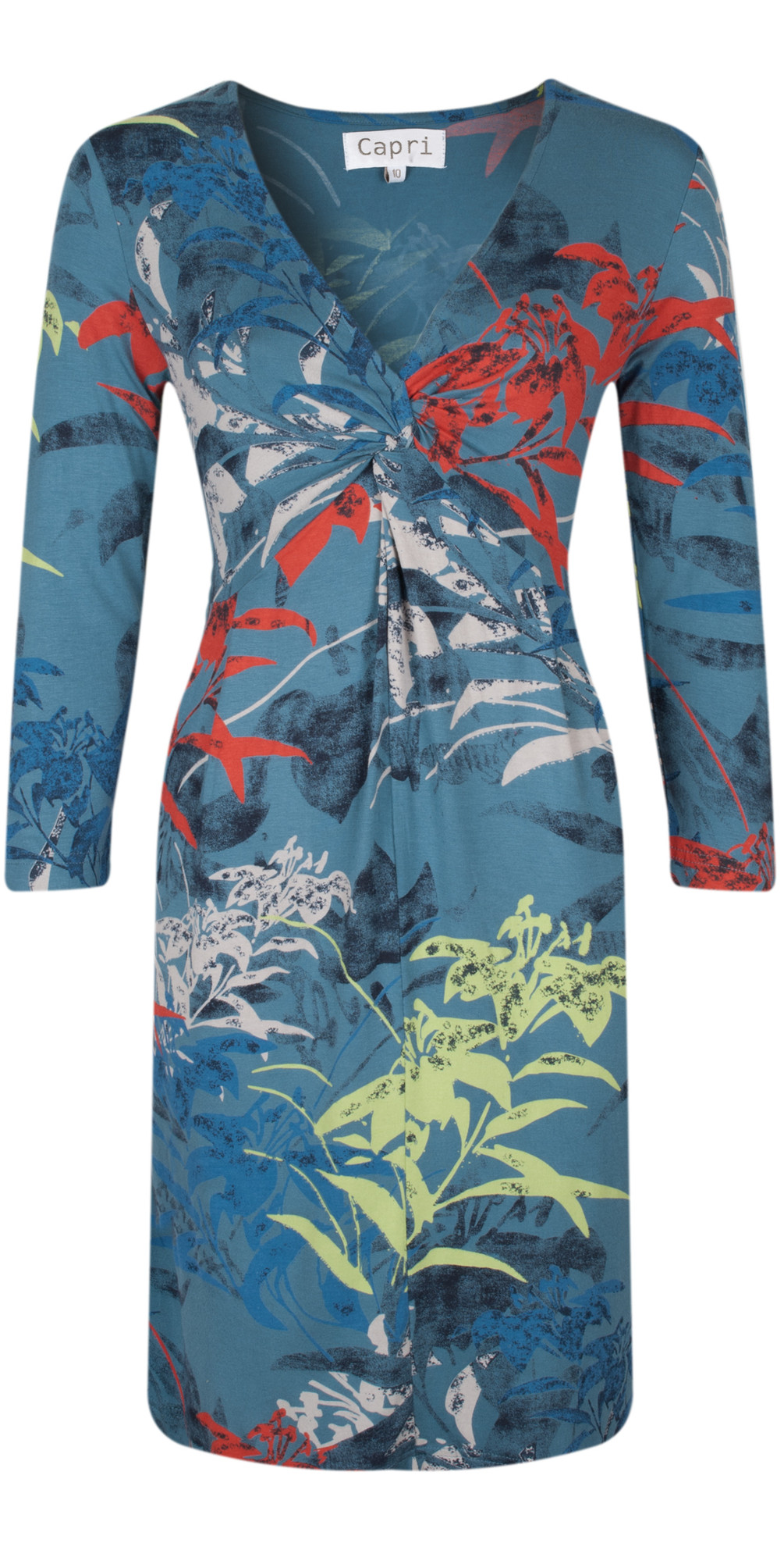 Capri Clothing Three Quarter Sleeve Rimini Dress in Blue