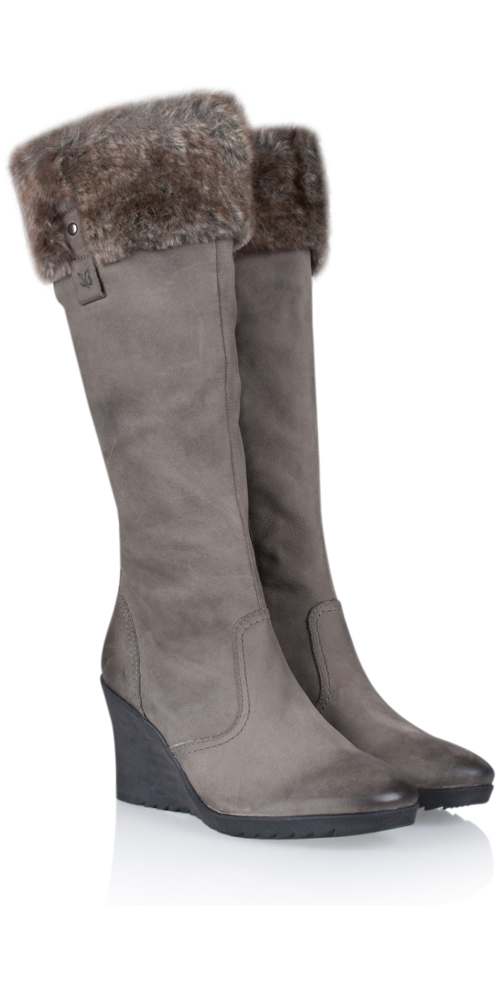 Caprice Footwear Long Wedge Boot in Grey