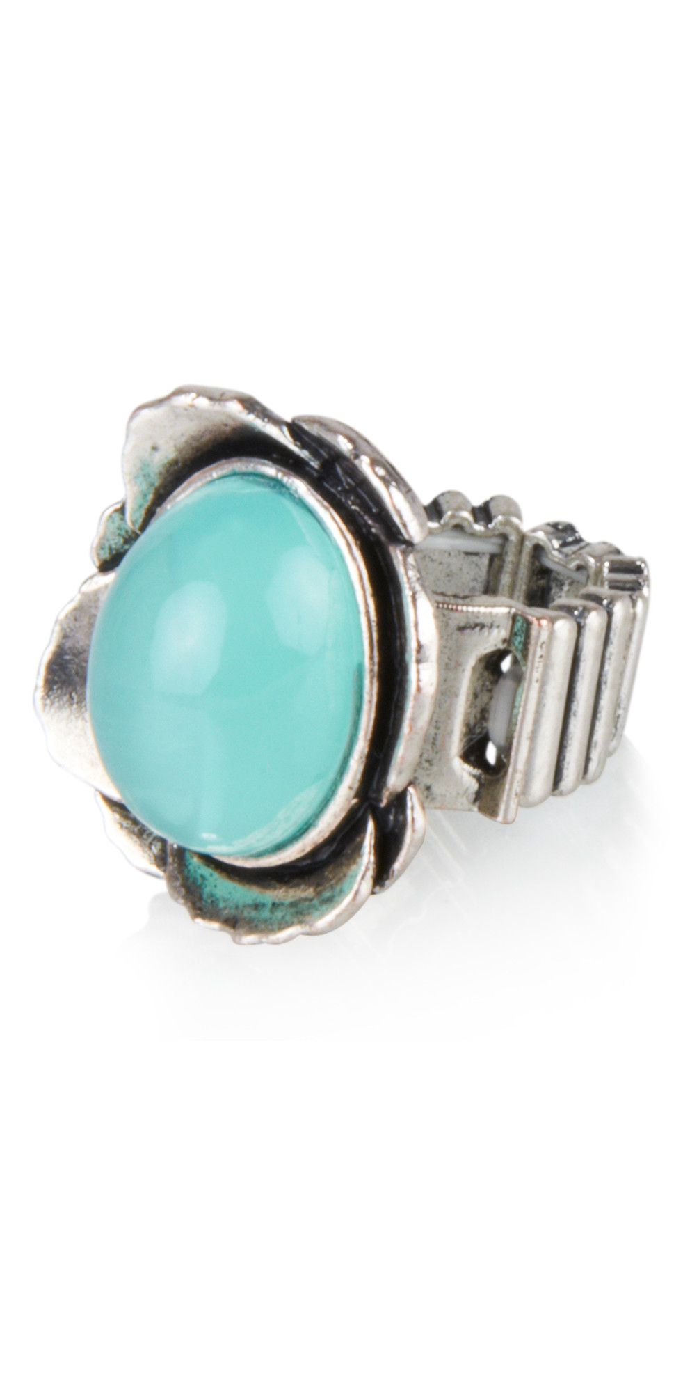 Gemini Woman Carnation Ring in Silver/Green