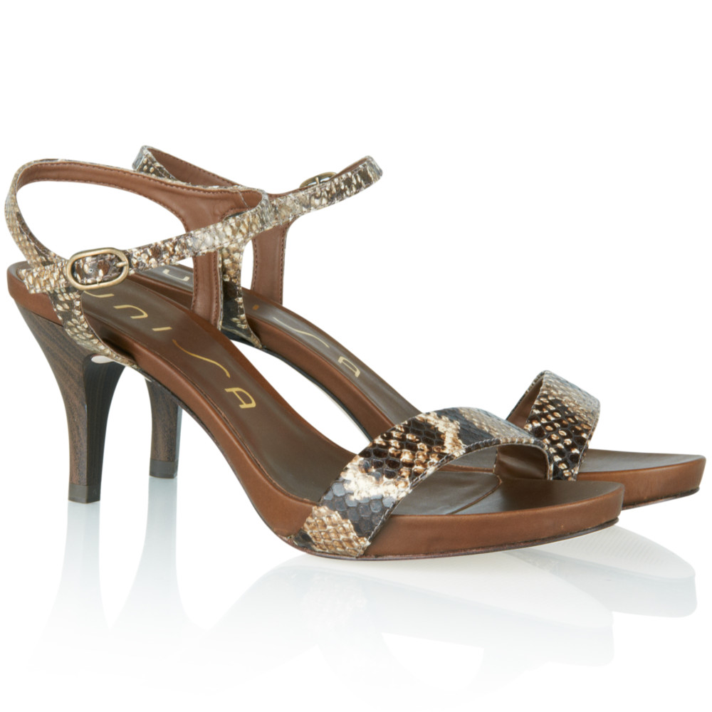 Unisa Shoes Python High Sandal in Natural