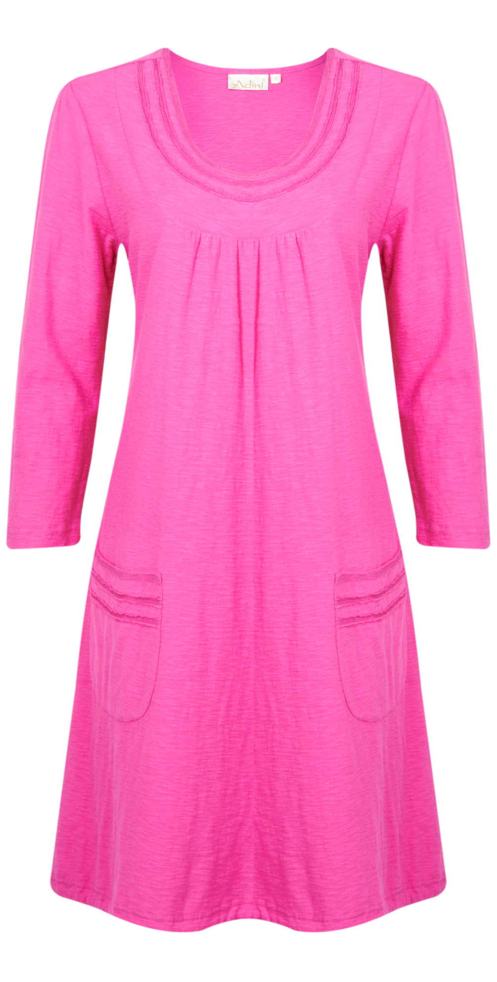 Adini Round Neck Tunic in Hot Pink