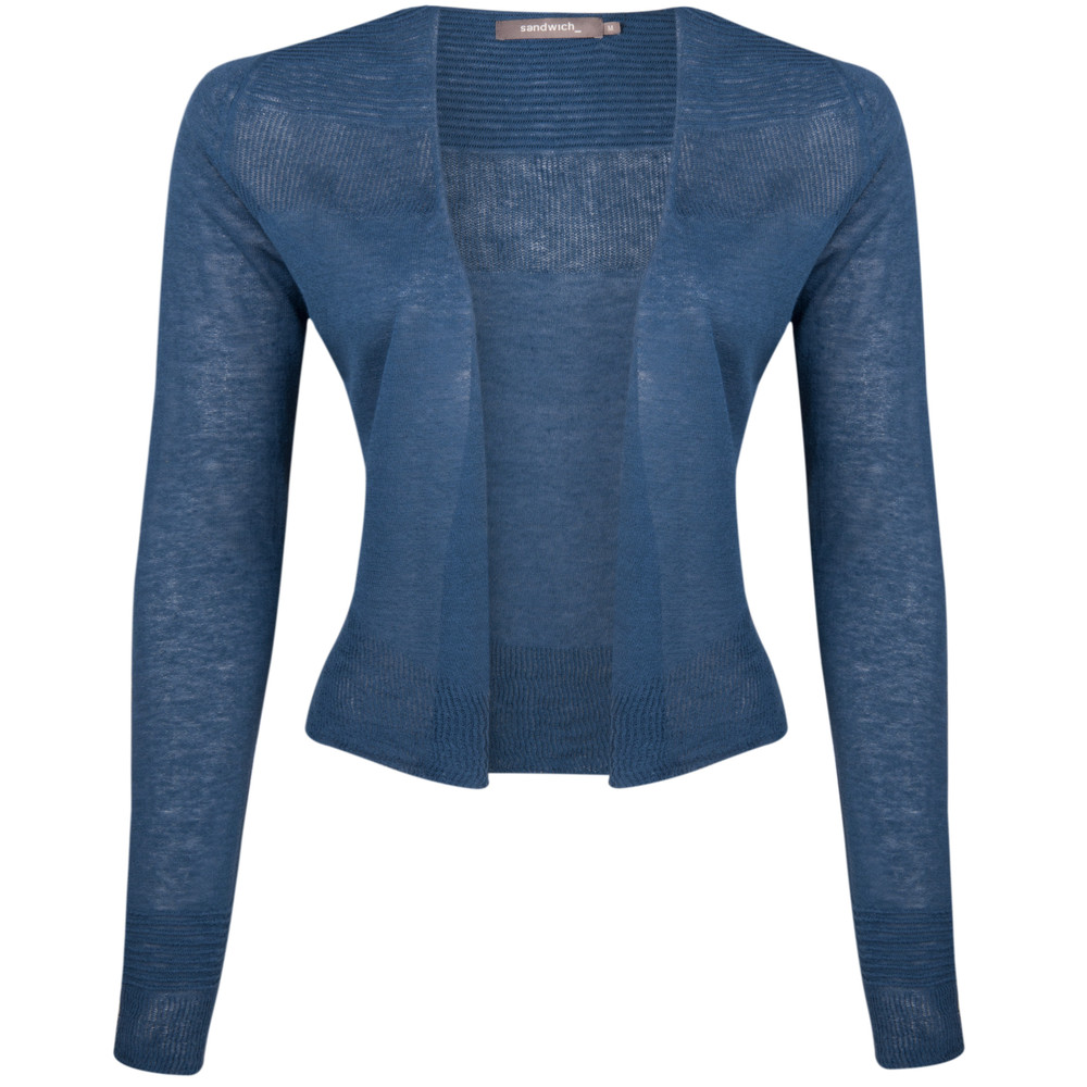 Sandwich Clothing Long Sleeve Rayon Cardigan in Mid Blue