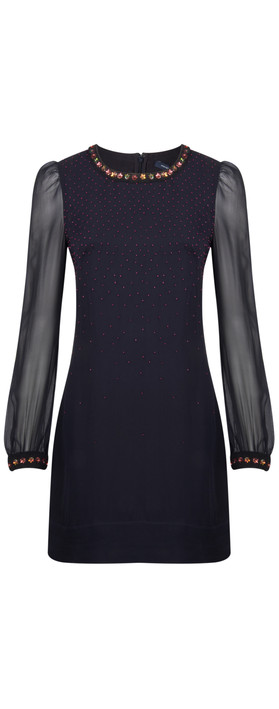 French Connection Winter Gems Long Sleeve Tunic Dress in balsamic