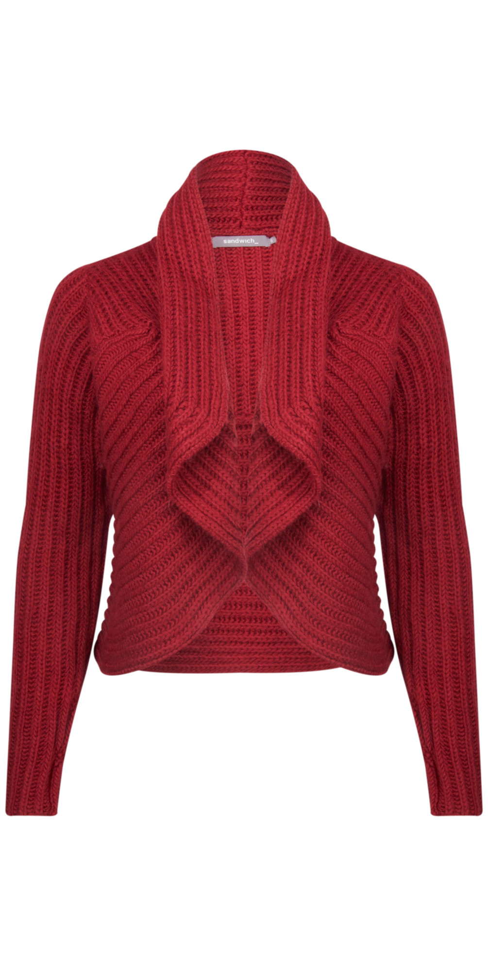 Sandwich Clothing Long Sleeve Bulky Wool Cardigan in Scarlet Red