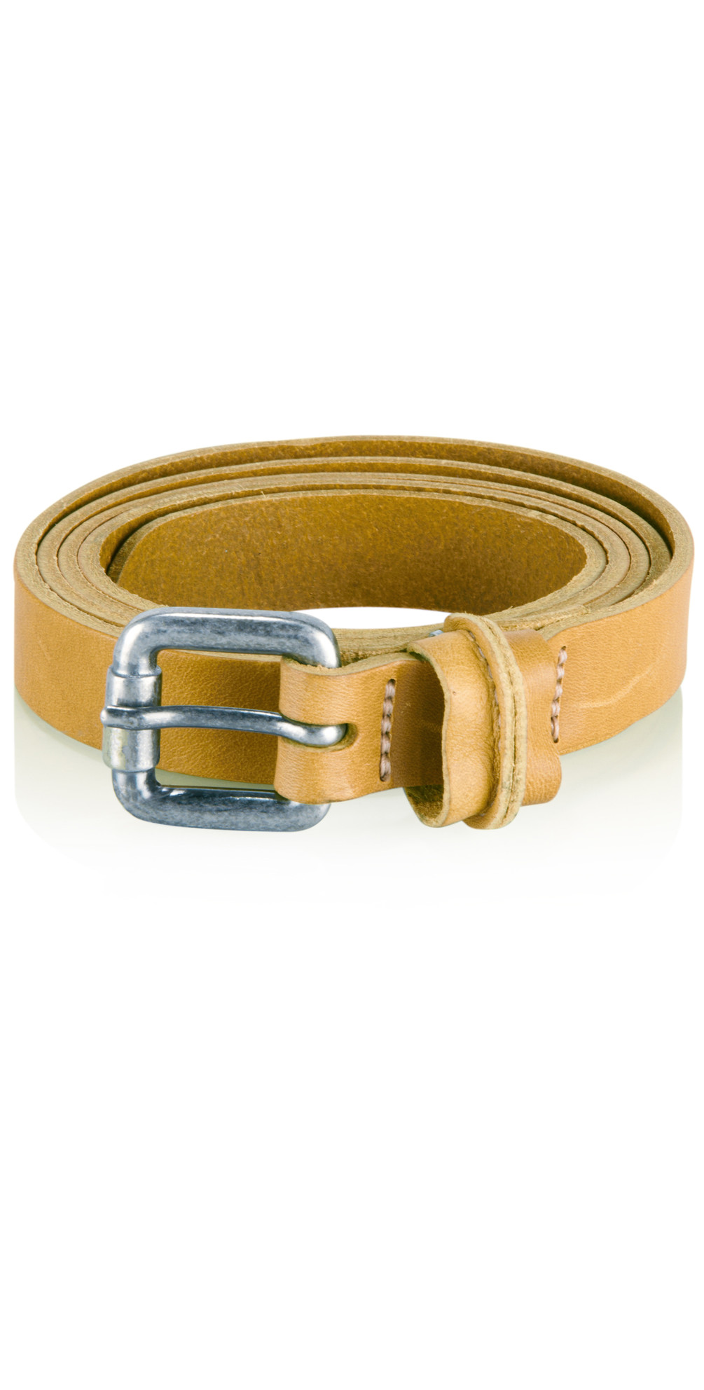 Sandwich Clothing Long Leather Belt With Folded Strap in Sunflower