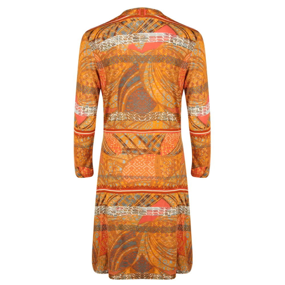 Sandwich Clothing Long Sleeve Ethnic Print Jersey Dress in Hazelnut