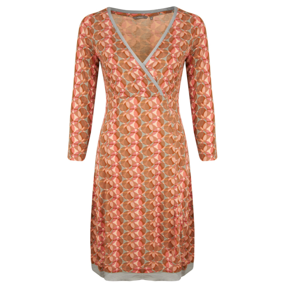 Sandwich Clothing Long Sleeve Circle Print Jersey Dress in Hazelnut