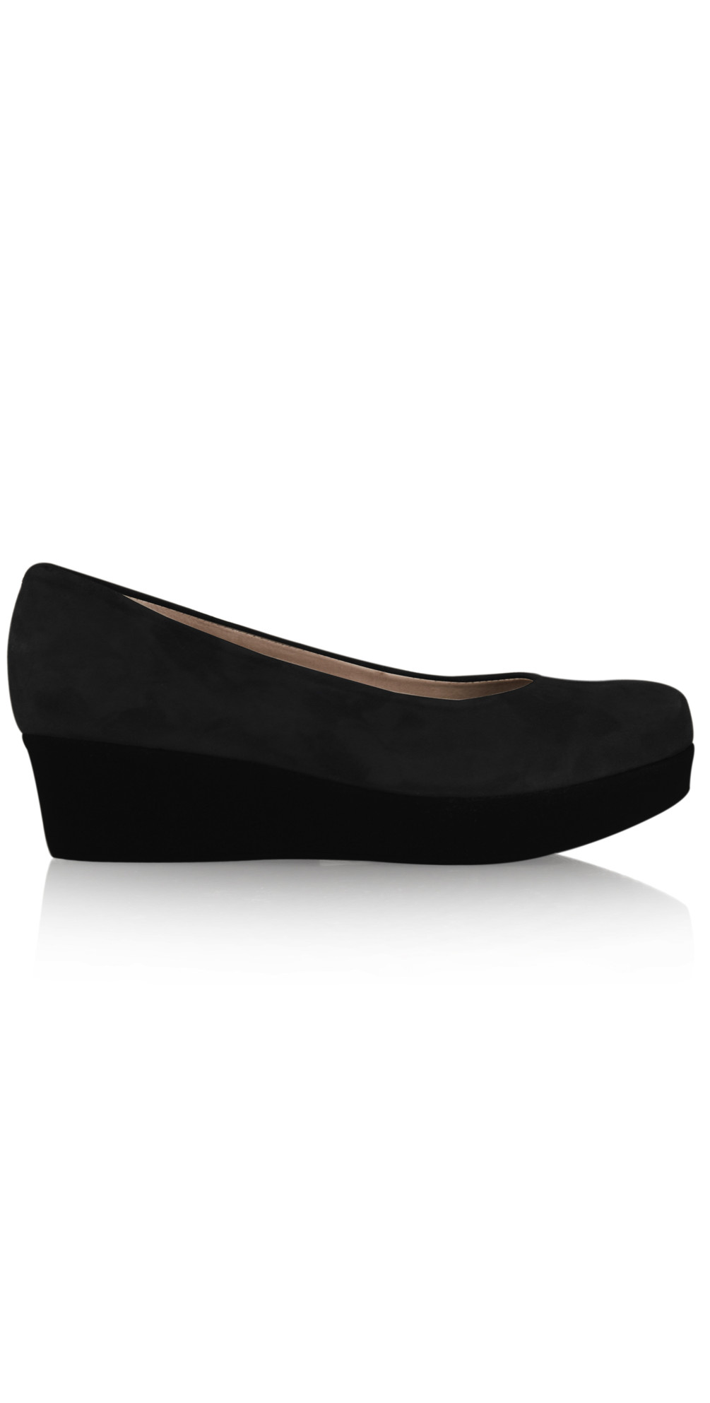 KMB Flatform Wedge Pump in Nero Black