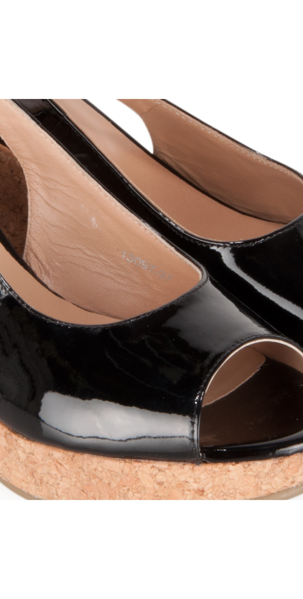Vanilla Moon Shoes Marie Patent Wedge Sandal in Black
