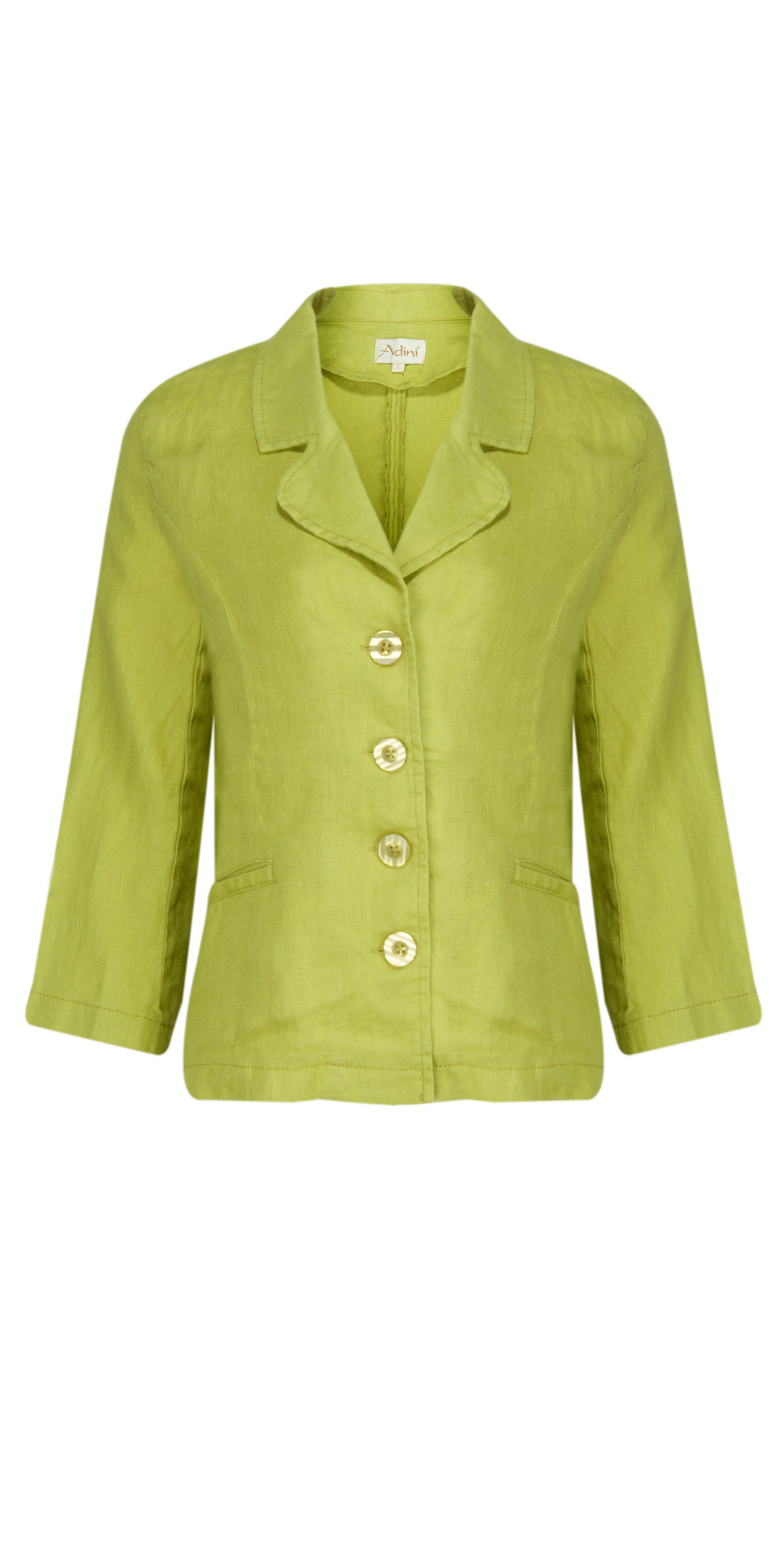 Adini Premium Solid Linen Jacket in Lime