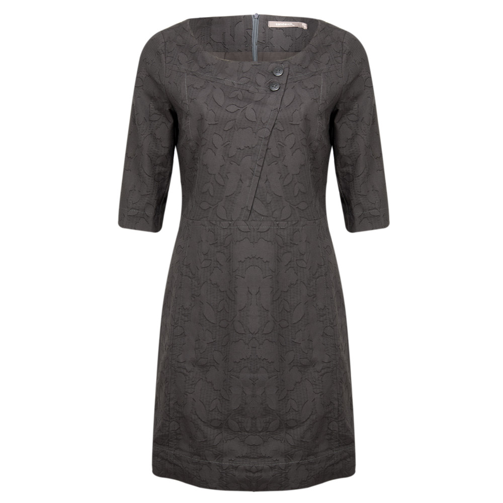 Sandwich Clothing Jacquard Cotton Dress in Slate