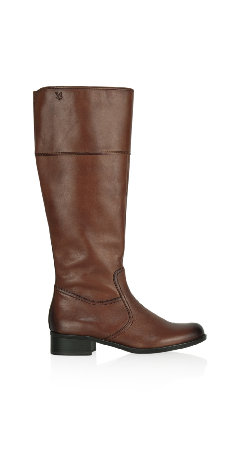 Caprice Footwear Long Leather Flat Boot in Cog/Nut