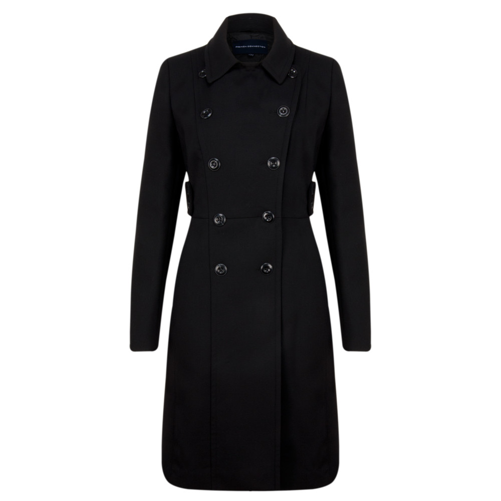 French Connection Art Military Button Coat in Black