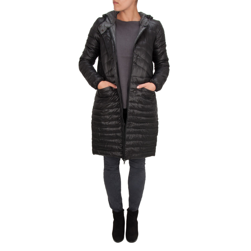 Sandwich Clothing Long Shiny Nylon Coat in Black