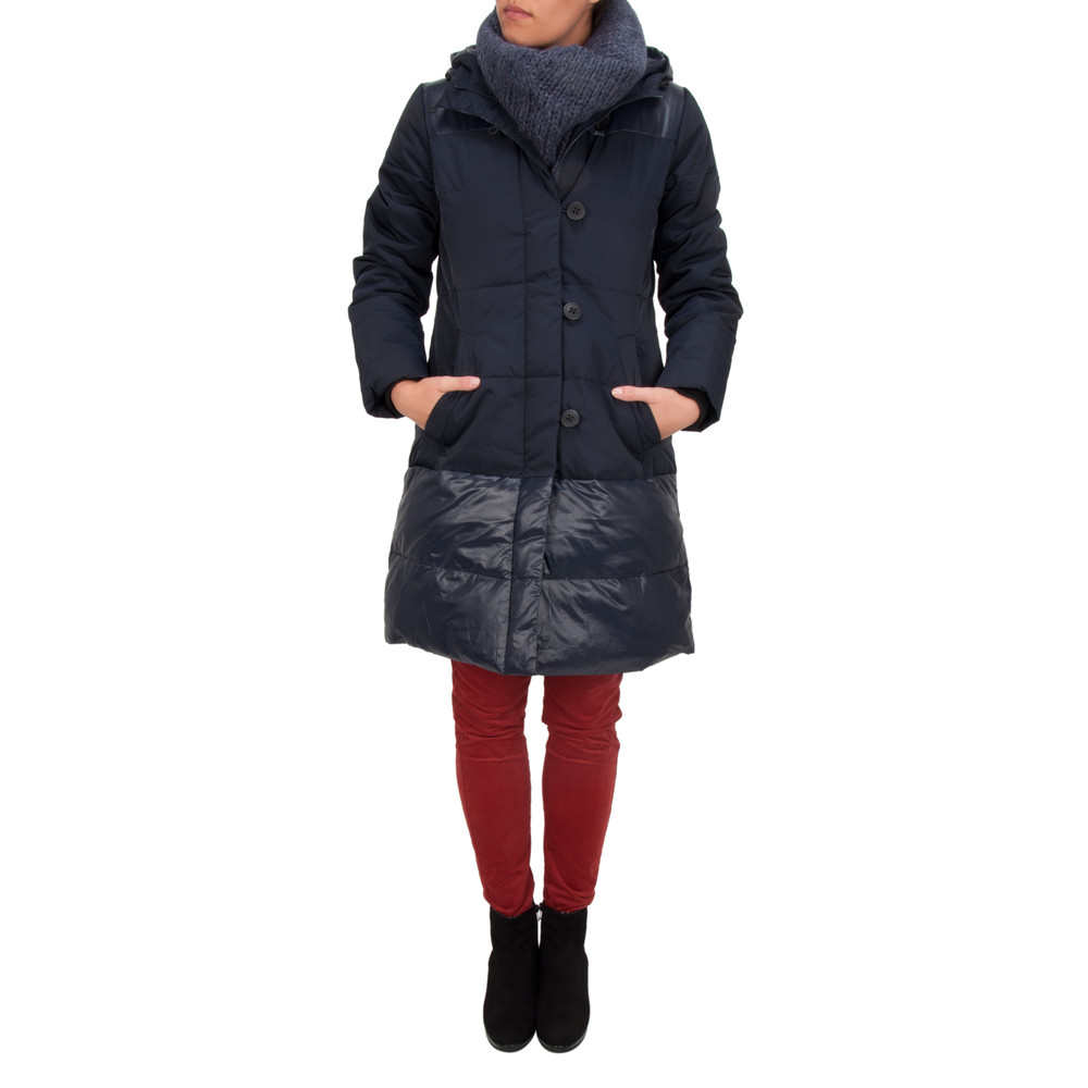Sandwich Clothing Long Dull Nylon Coat in Dark Blue
