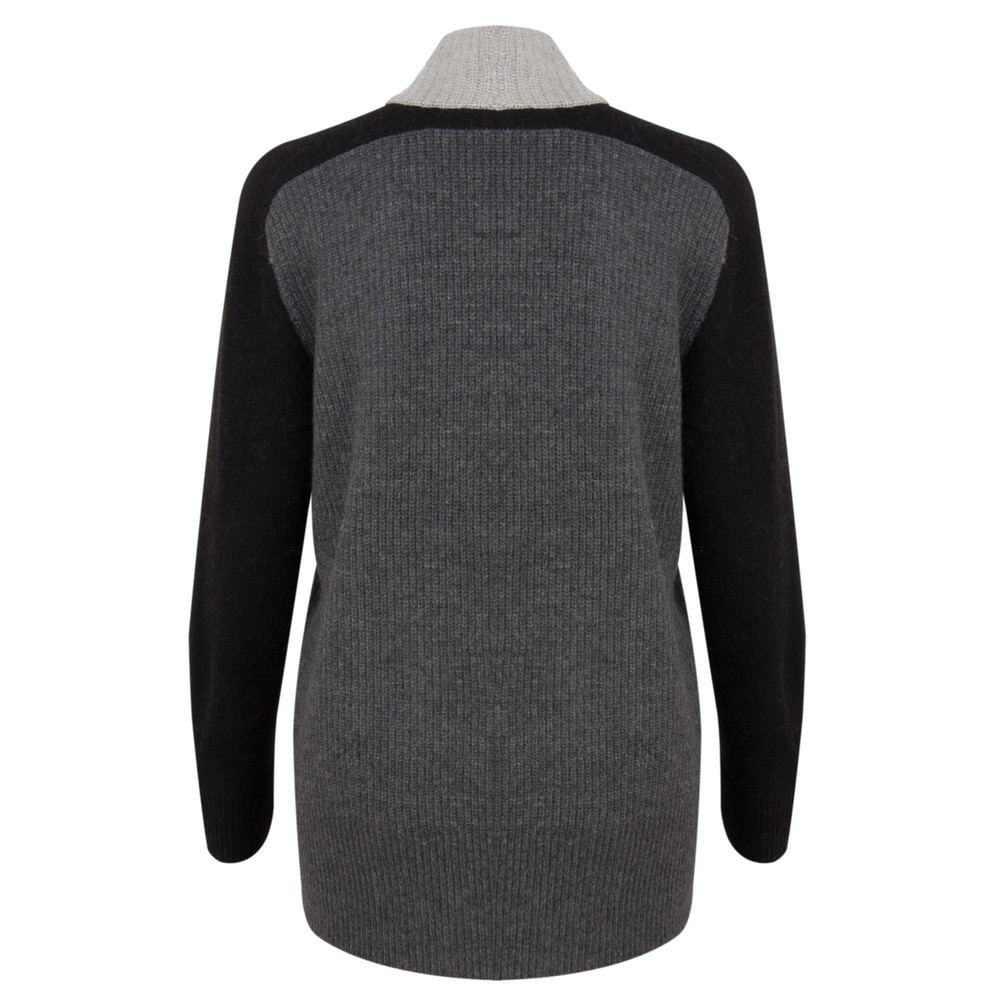 French Connection David Glitz Block Knit Cardigan in Light Grey