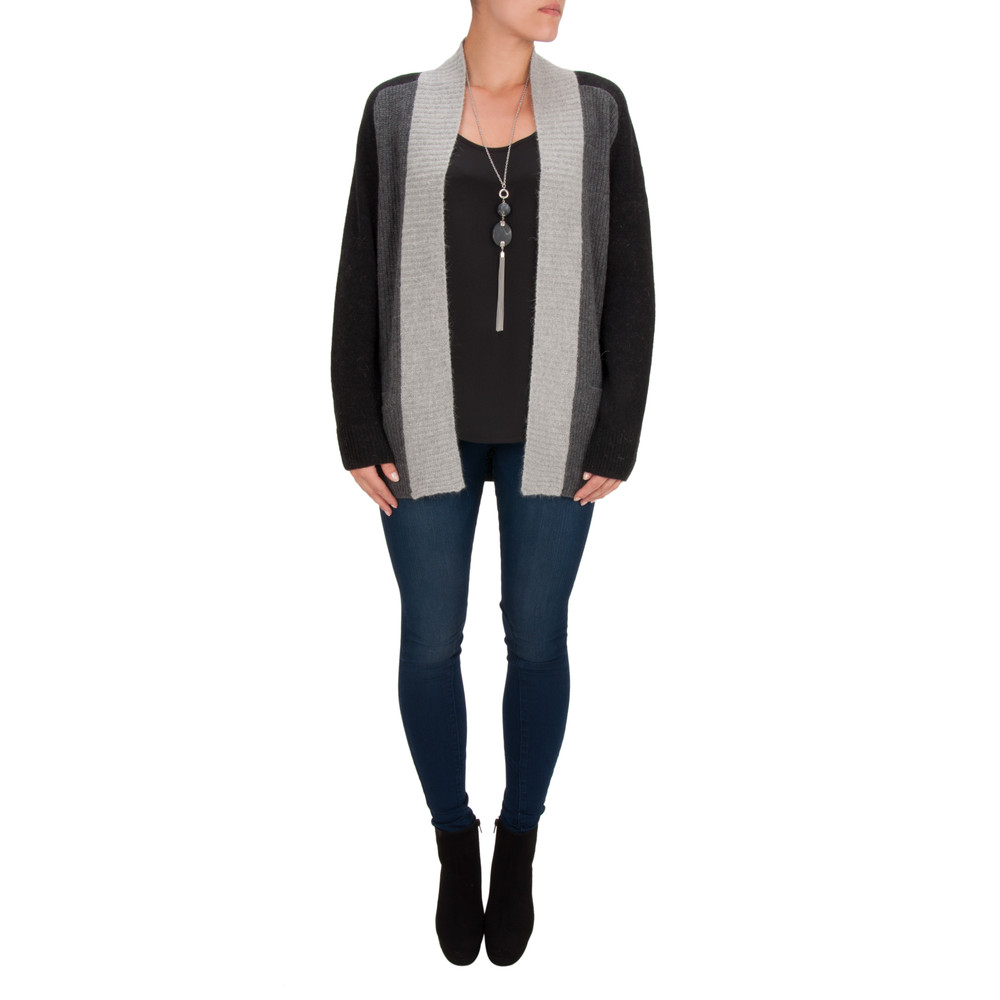 French Connection David Glitz Block Knit Cardigan in Light Grey