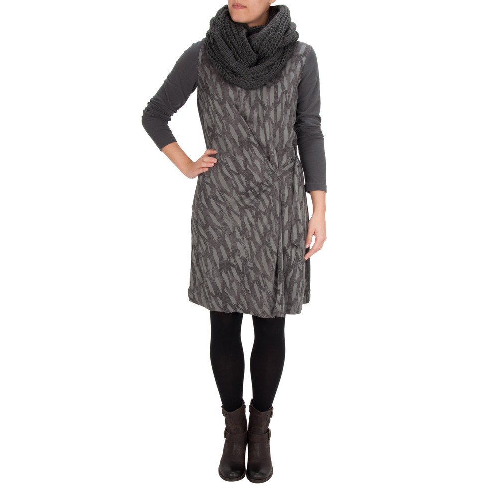 Sandwich Clothing Bark Texture Print Dress in Slate