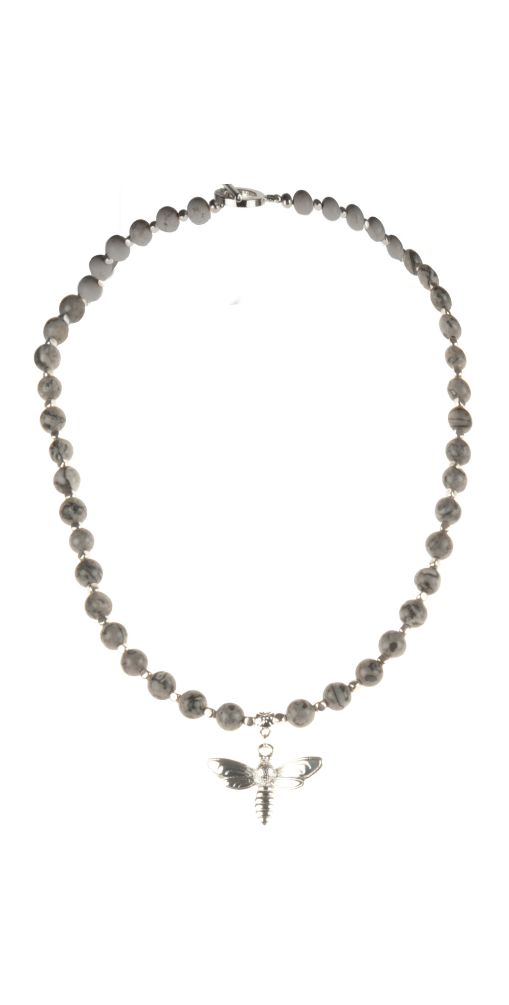 Pranella Bee Drop Booba Necklace in Grey