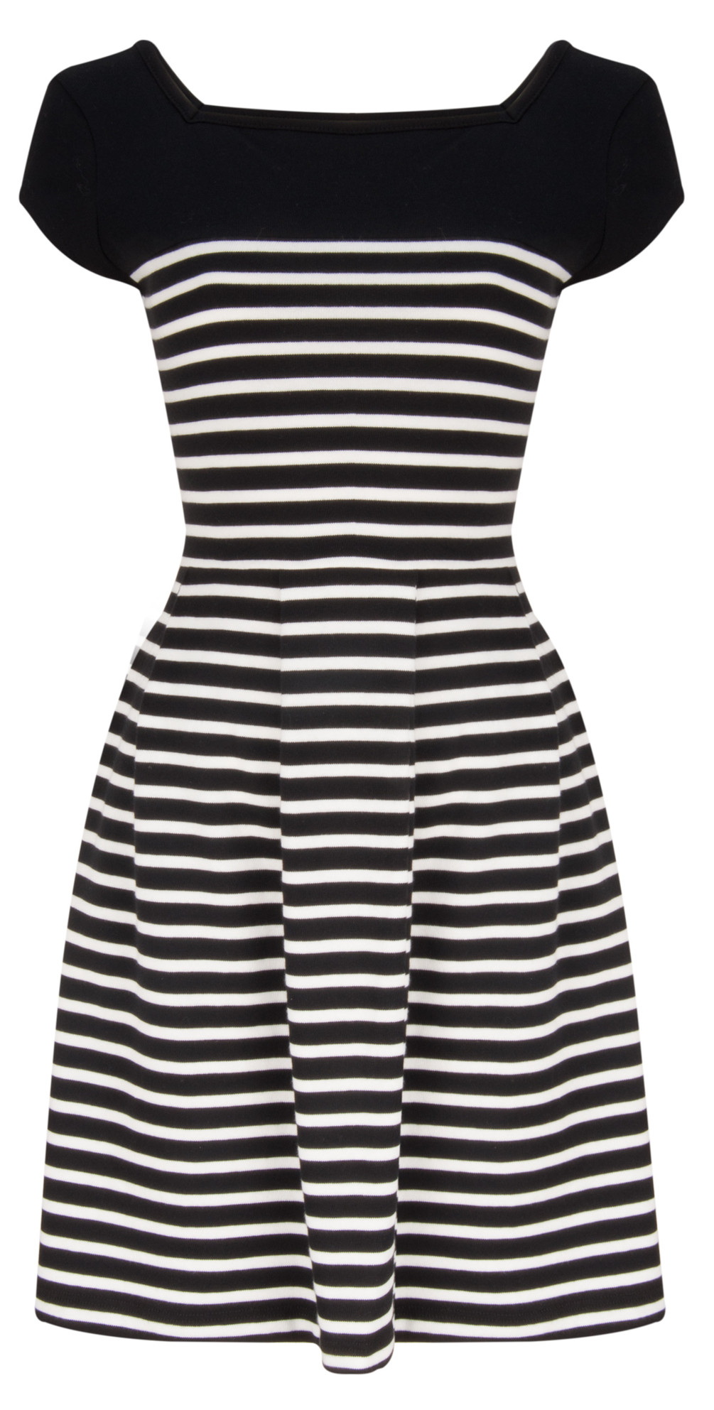 French Connection County Cotton Stripe Dress in Black