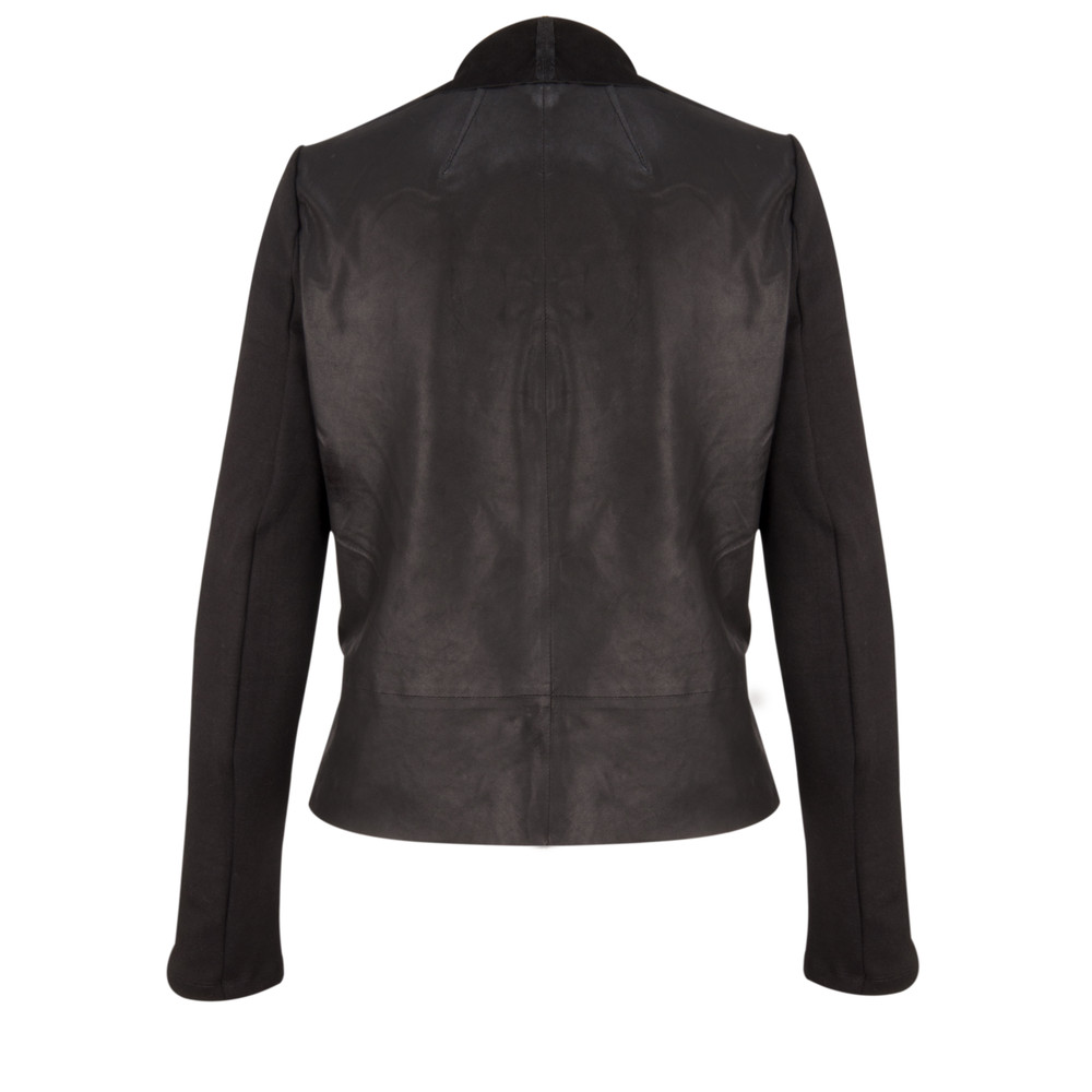 Noa Noa Long Sleeve Atelier Leather Jacket in Black