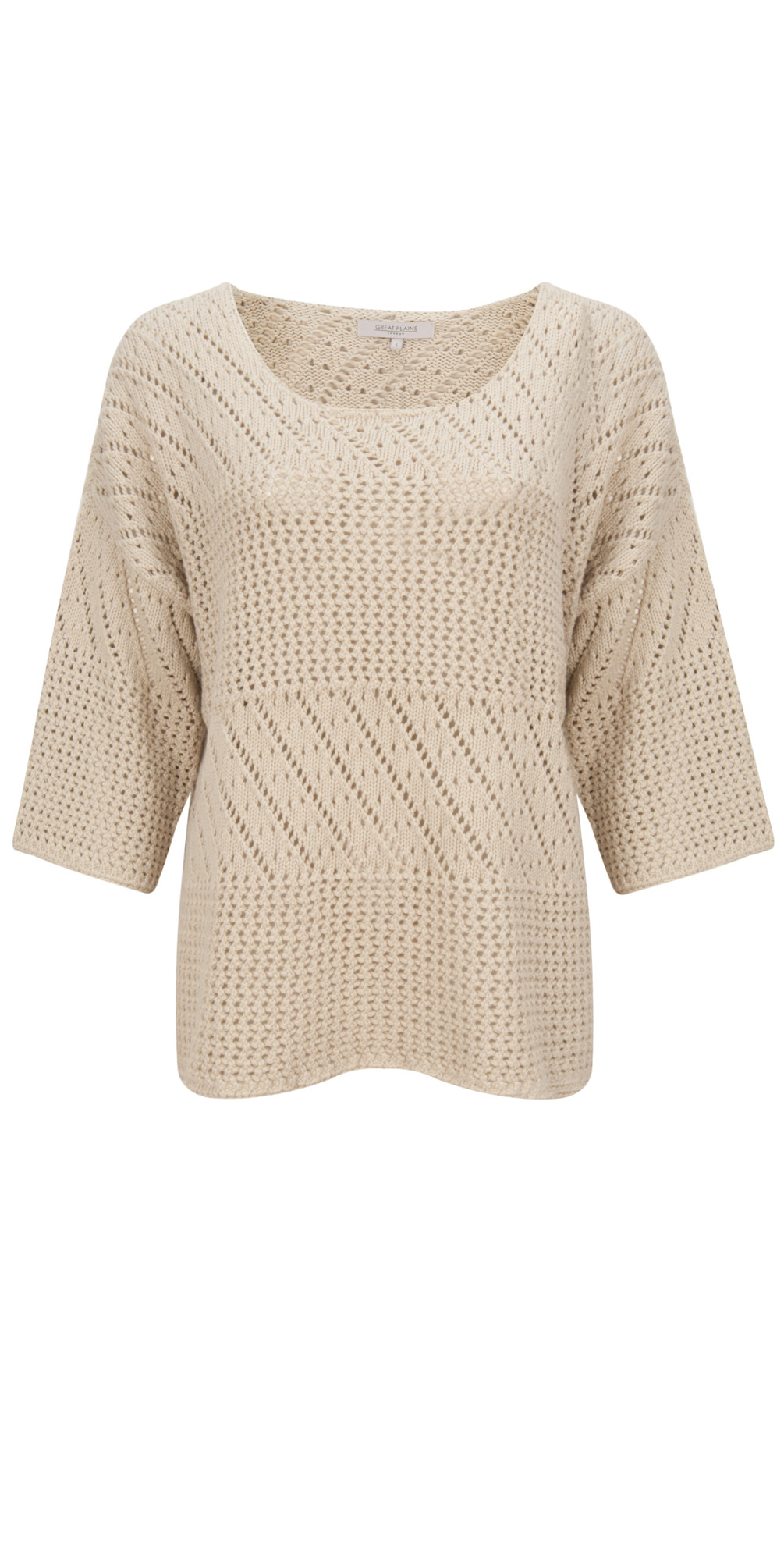 Great Plains Cockleshell Crochet Jumper in Oatmeal