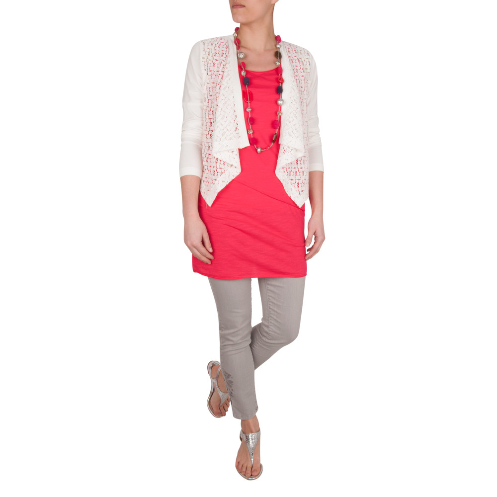 Sandwich Clothing Long Slub Singlet in Bright Coral