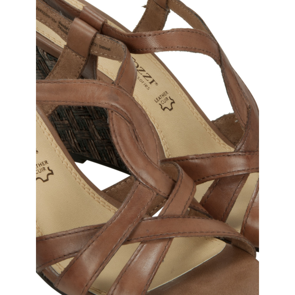 Marco Tozzi Leather Wedge Sandal in Muscat