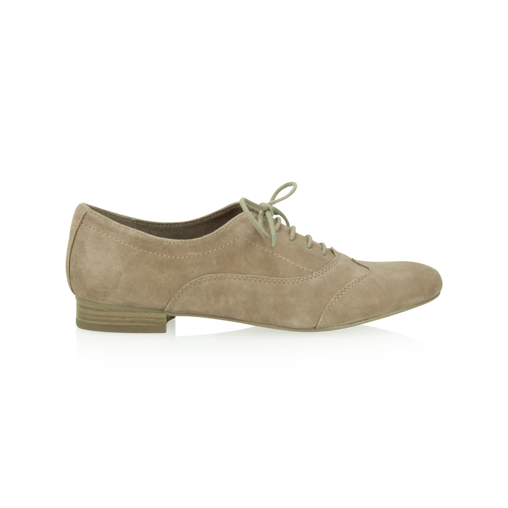 Marco Tozzi Suede Leather Lace-Up Shoe in Pepper
